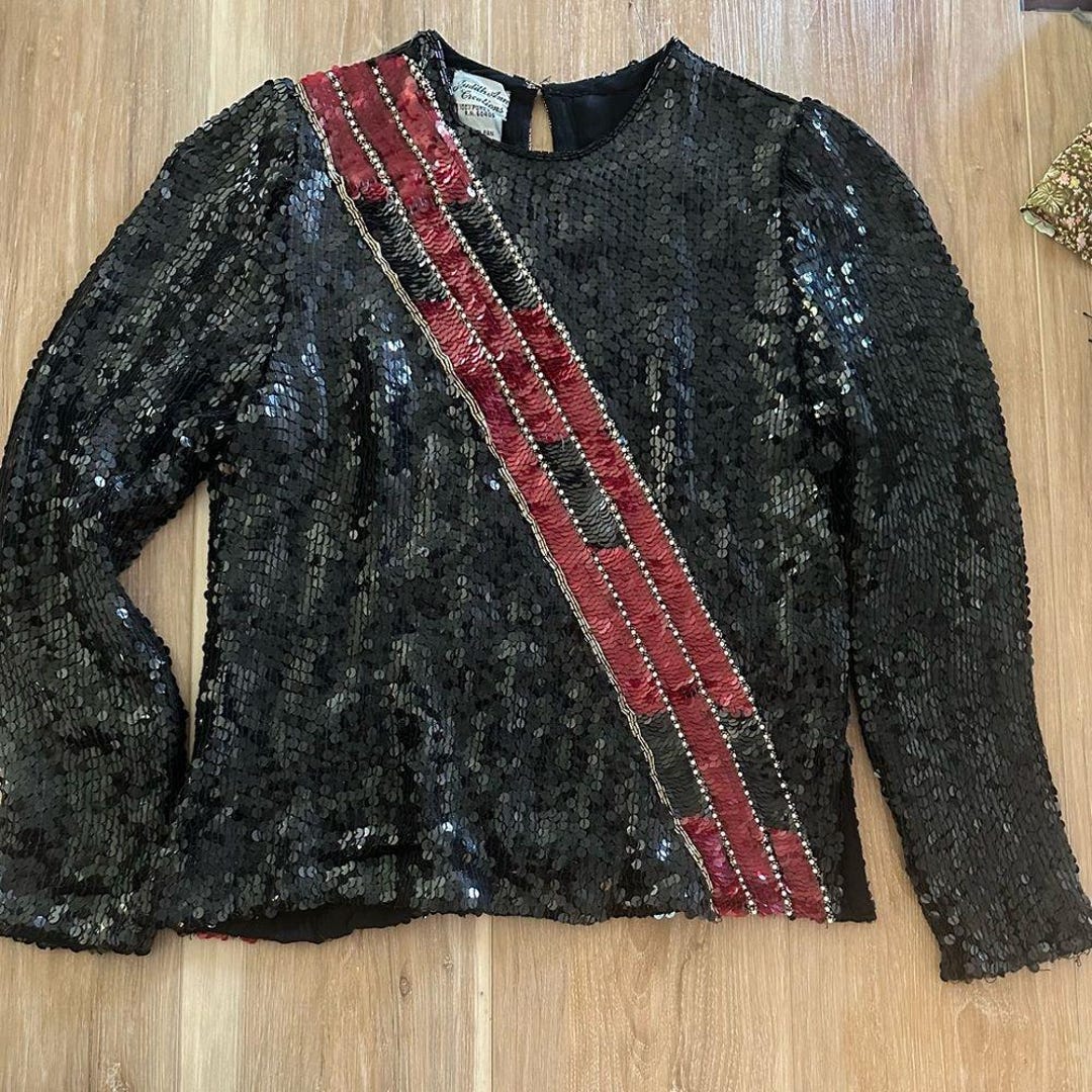 Vintage Judith Ann Creations Silk/sequin Top S - Etsy