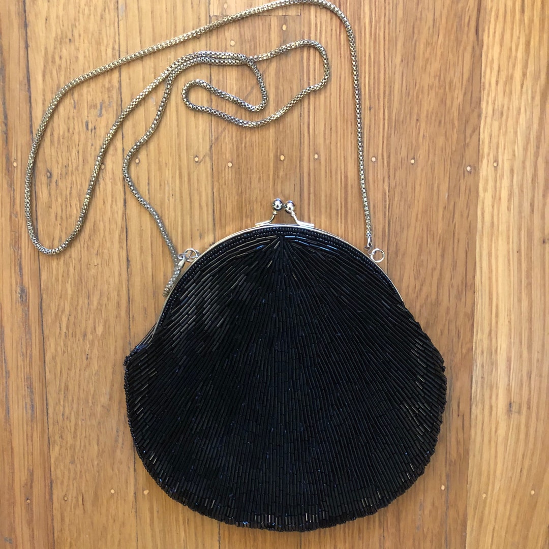 Le Regale Black Beaded Clam Shell Purse - Etsy