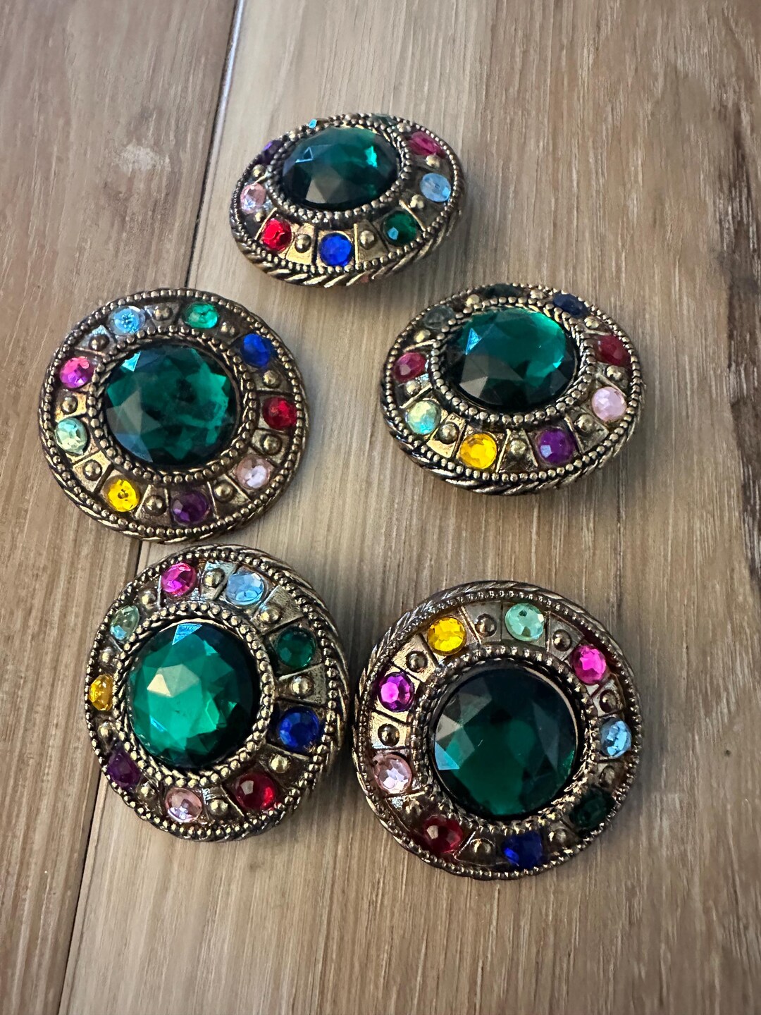 Vintage Etruscan Jeweled Buttons (5) - Etsy