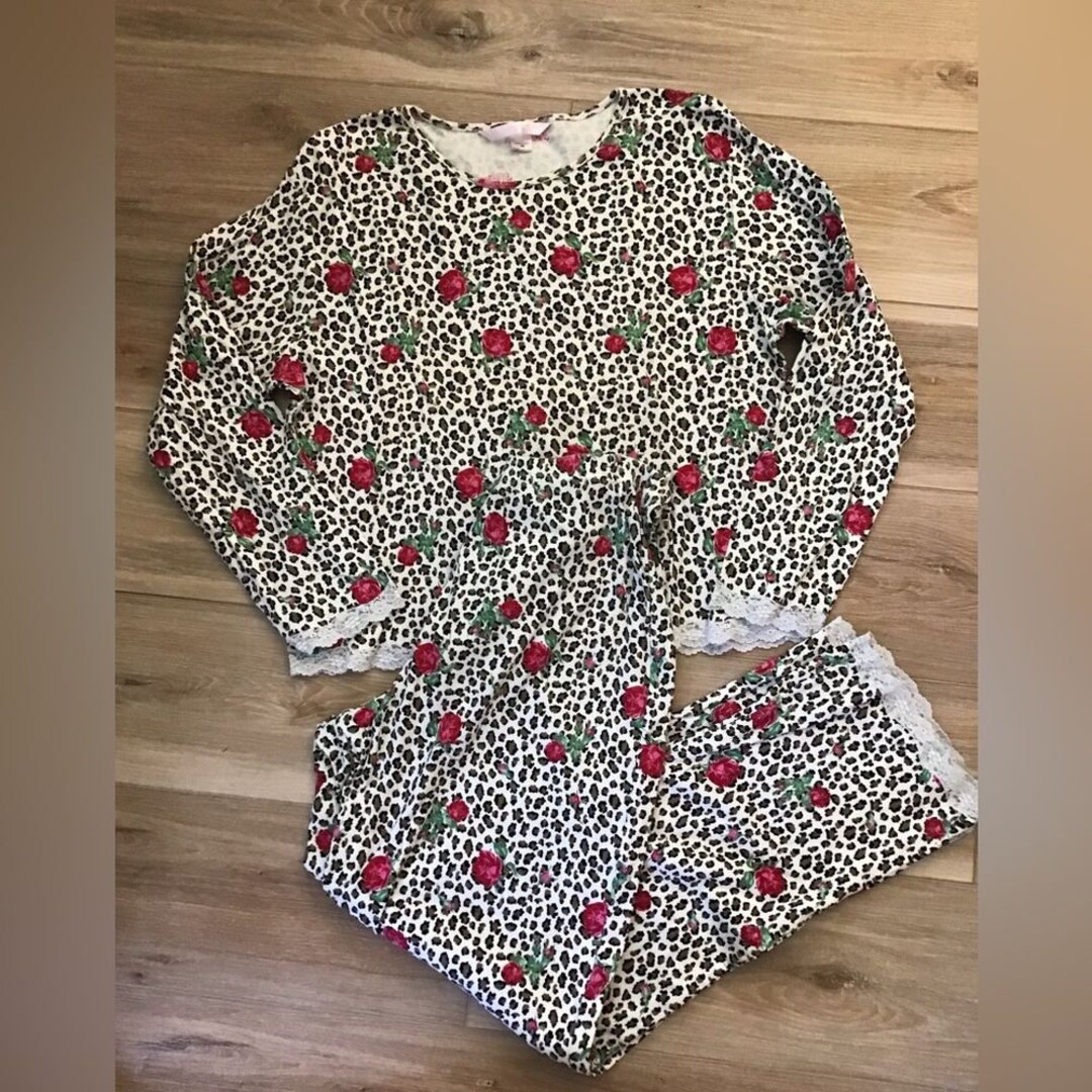 Vintage Victorias Secret Rose/leopard Lounge Set M - Etsy