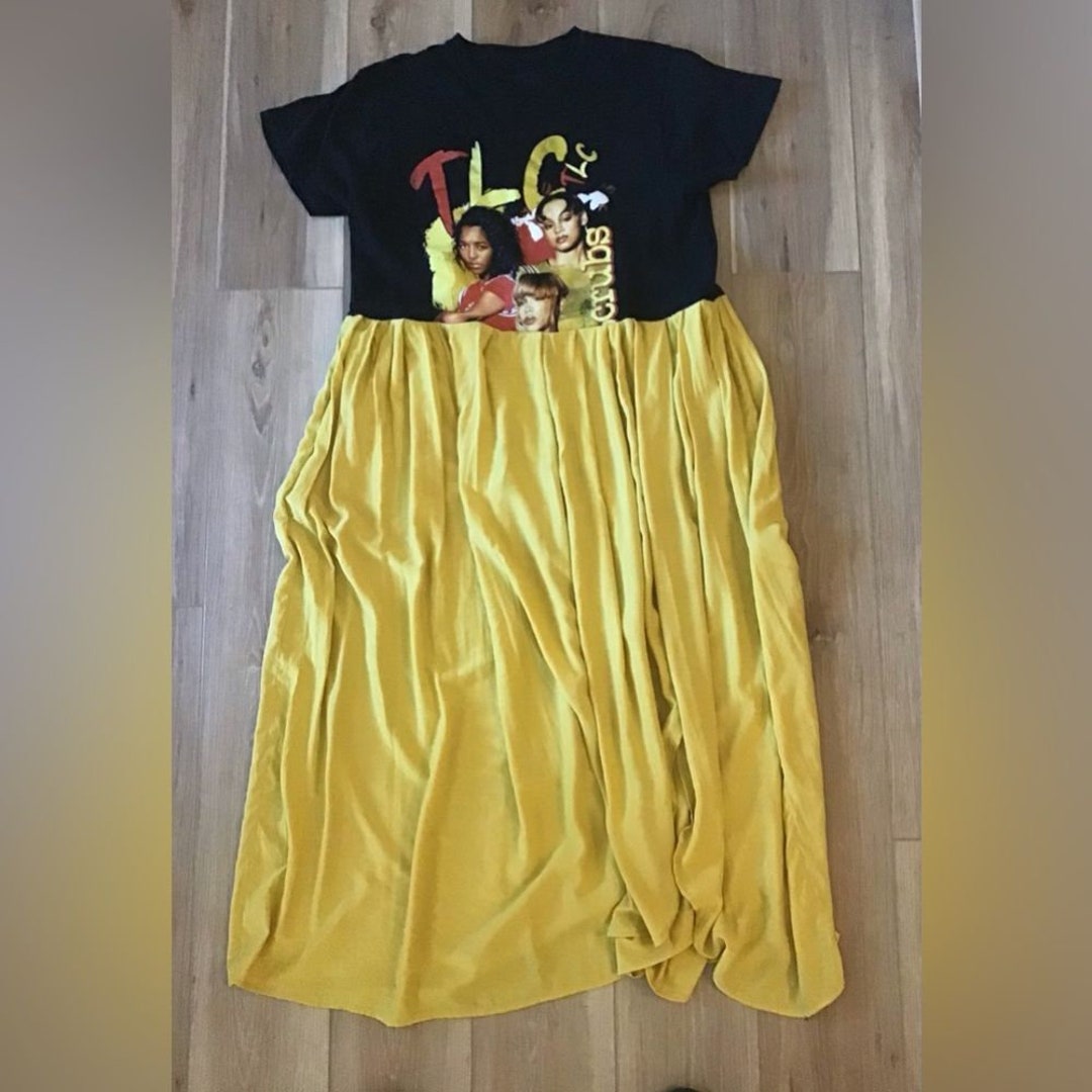 Custom TLC Band Tee Dress M/L upcycled/reycled/repurposed - Etsy