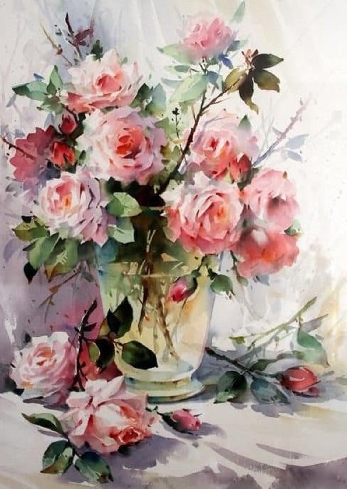Counted Cross Stitch Pattern "watercolor Roses 86" - Etsy