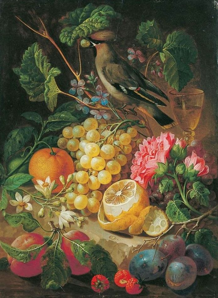Counted Cross Stitch Pattern "still Life With Fruits, Flowers and Birds ...