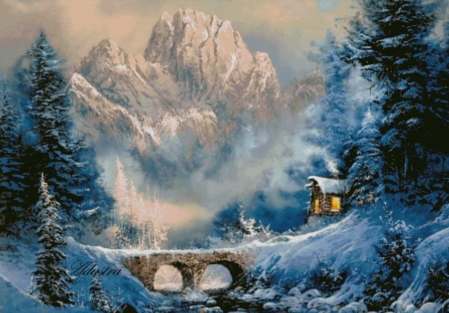 Counted Cross Stitch Pattern "winter in the Mountains" - Etsy