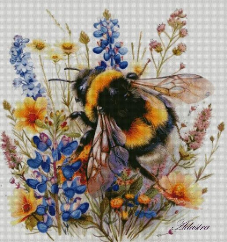 Counted Cross Stitch Pattern "bee Among the Flowers 131" - Etsy