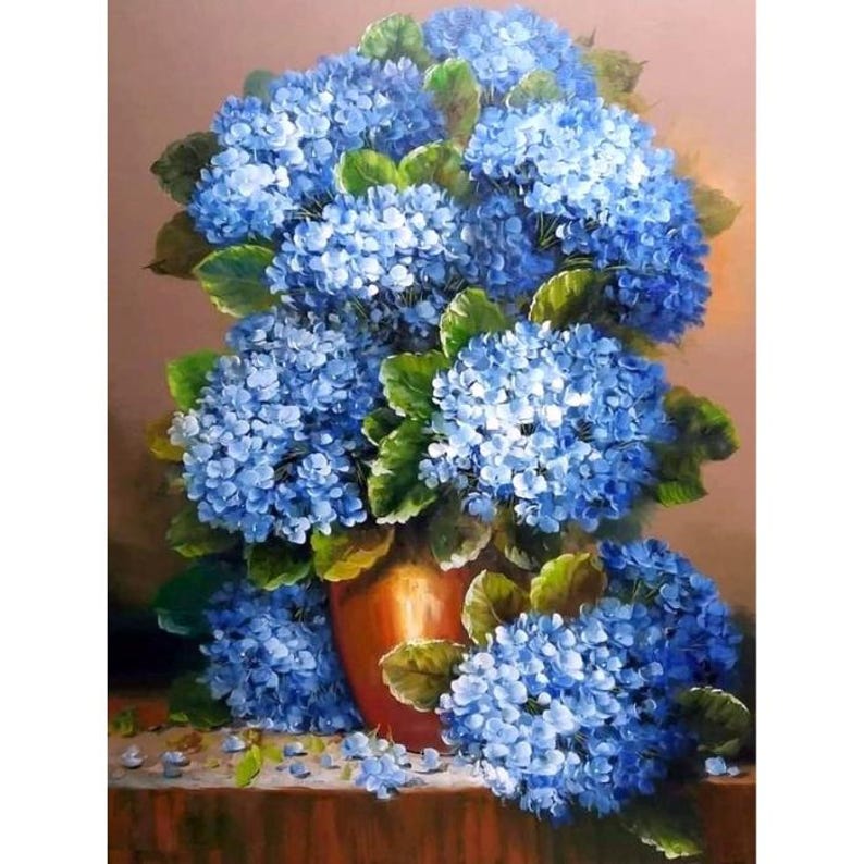 Counted Cross Stitch Pattern "blue Hydrangeas 136" - Etsy