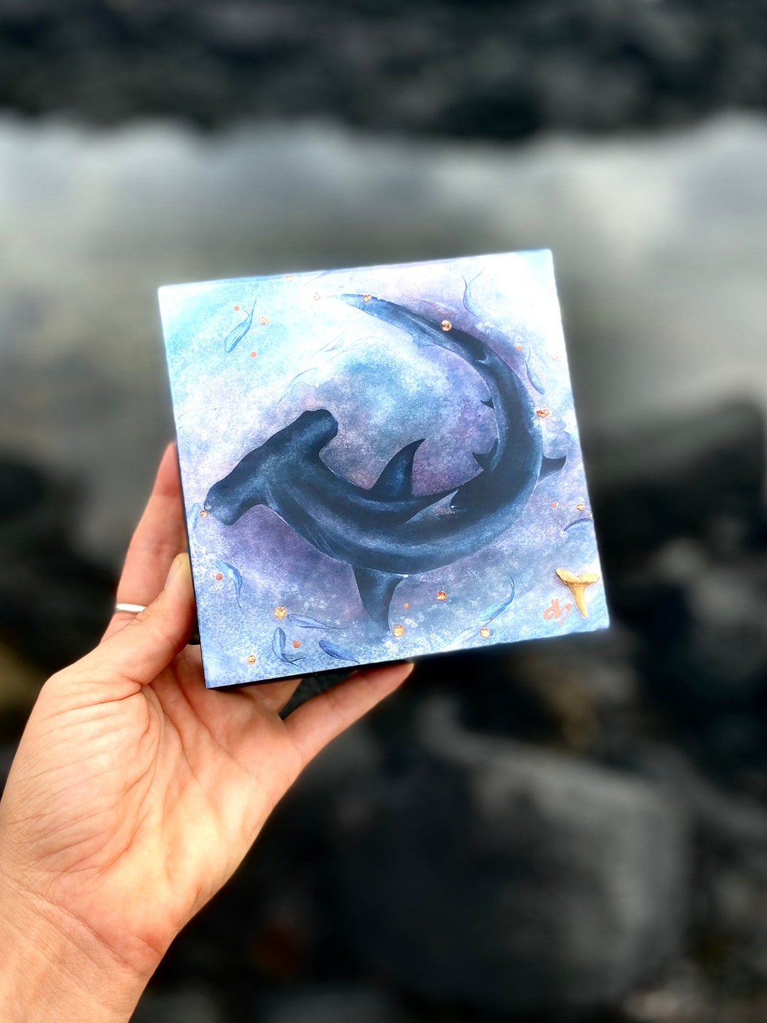 Hammerhead Shark Ocean Art Painted in Hawaii by Danielle Burnside Art - Etsy