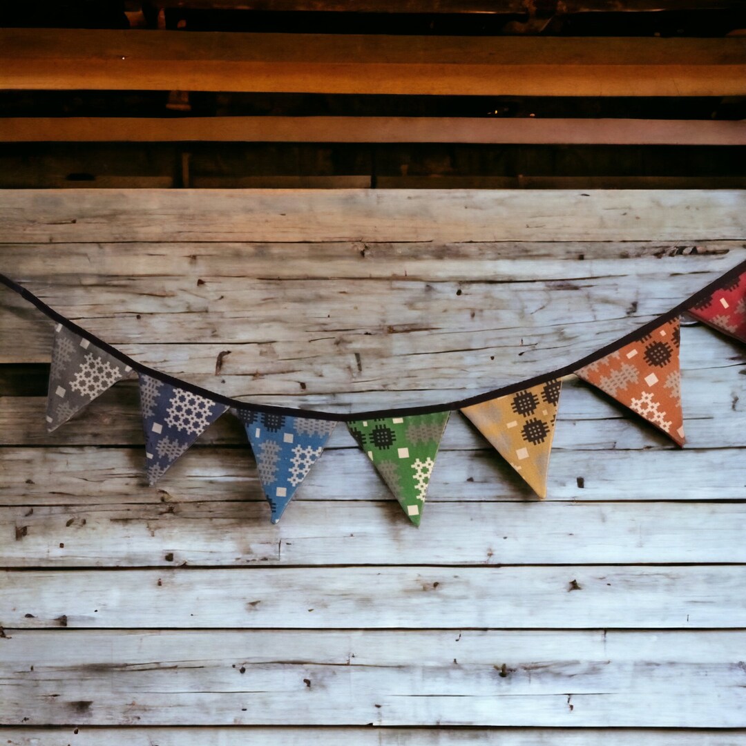 Welsh Tapestry Blanket Design Rainbow Bunting, Home Decor, Welsh Decor ...