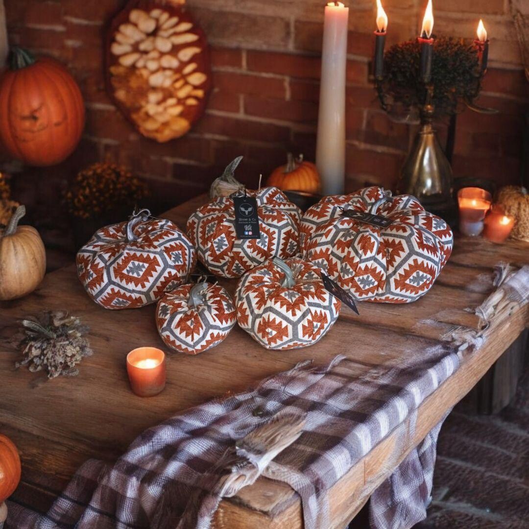 Orange Aztec Tapestry Design Fabric Pumpkins, Pwmpen Ffabrig - Etsy
