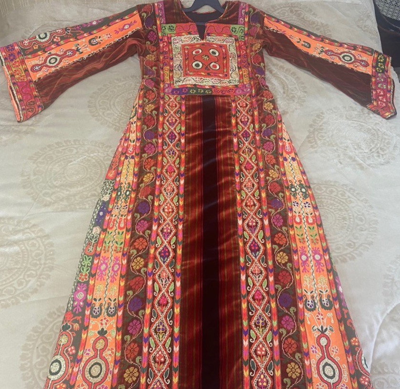 Palestinian Wedding Dress Traditional Costume Embroidery Women Dress ...
