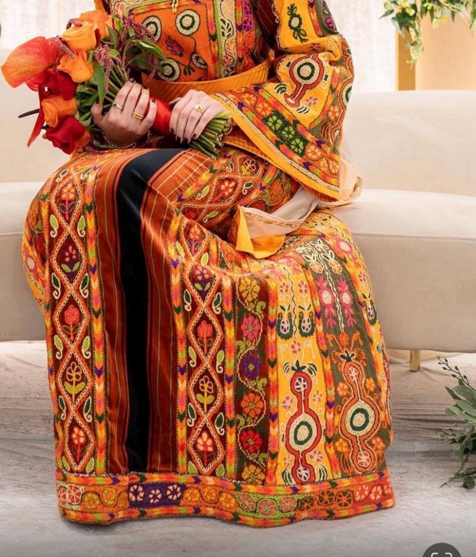 Palestinian Wedding Dress Traditional Costume Embroidery Women Dress ...