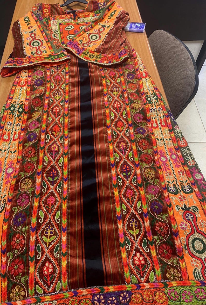 Palestinian Wedding Dress Traditional Costume Embroidery Women Dress ...