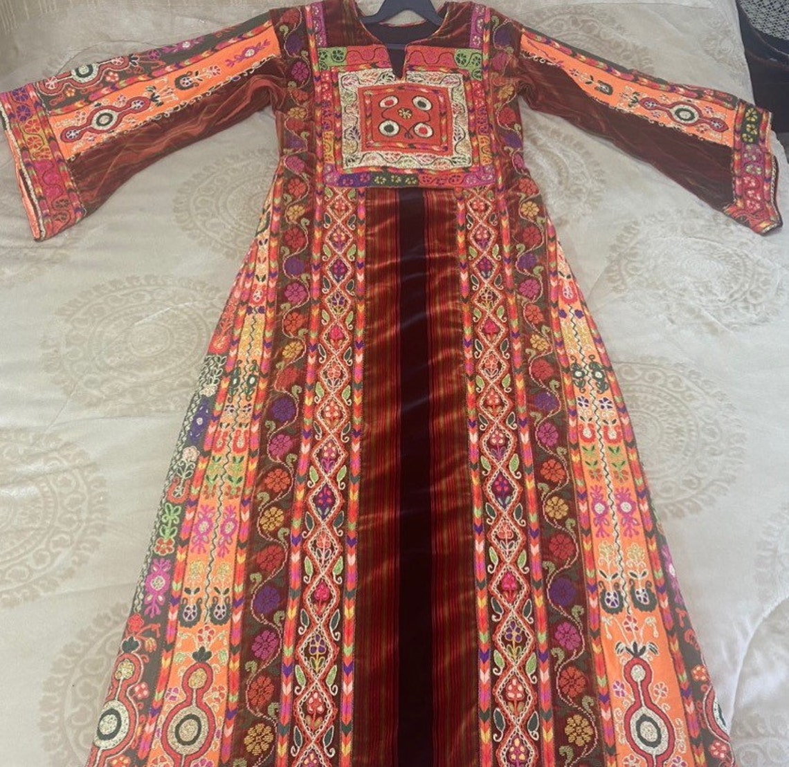 Palestinian Wedding Dress Traditional Costume Embroidery Women Dress ...