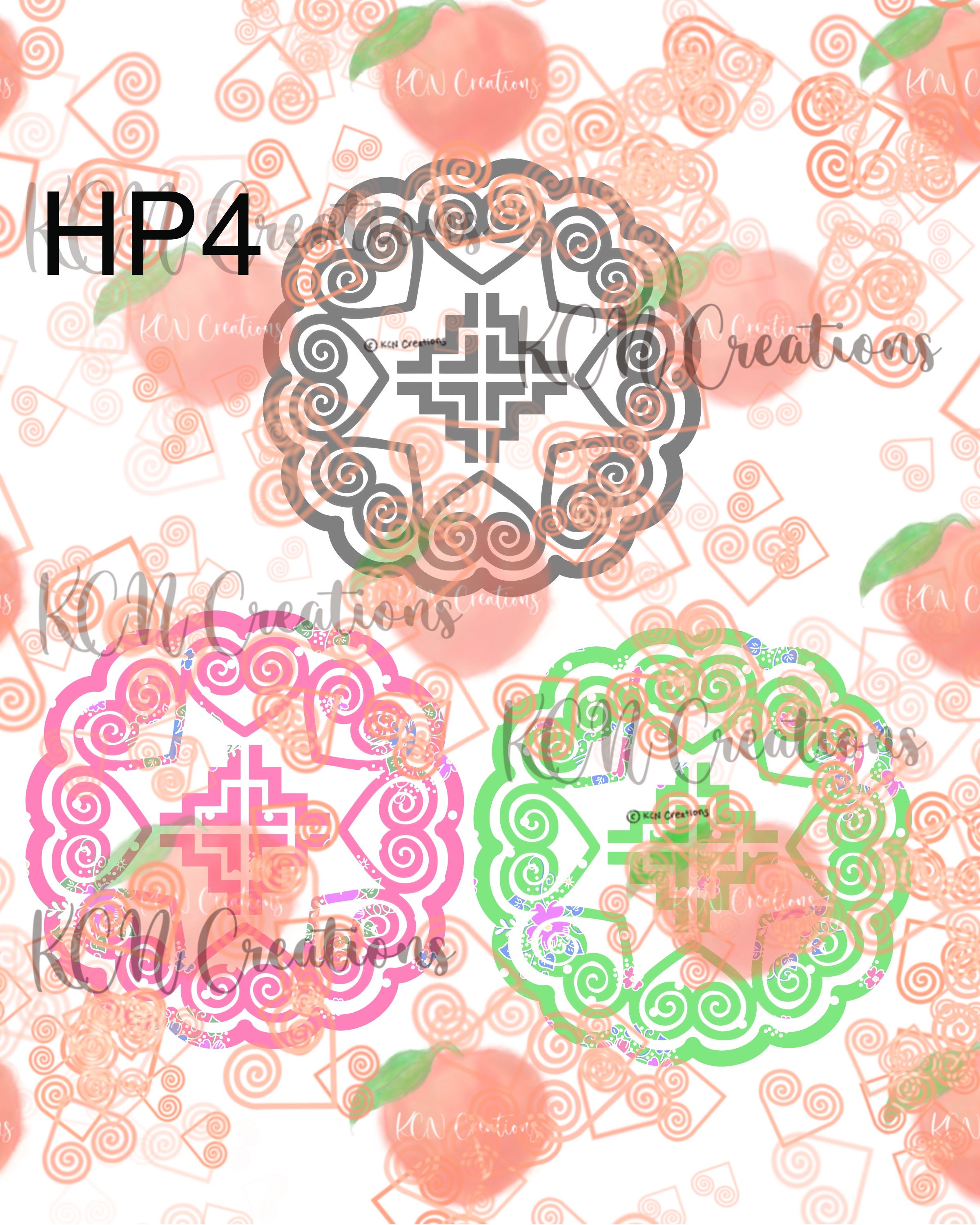 Hmong Digital Files Rainbow Qwj Heart Pack 4 HP4. B&W - Etsy