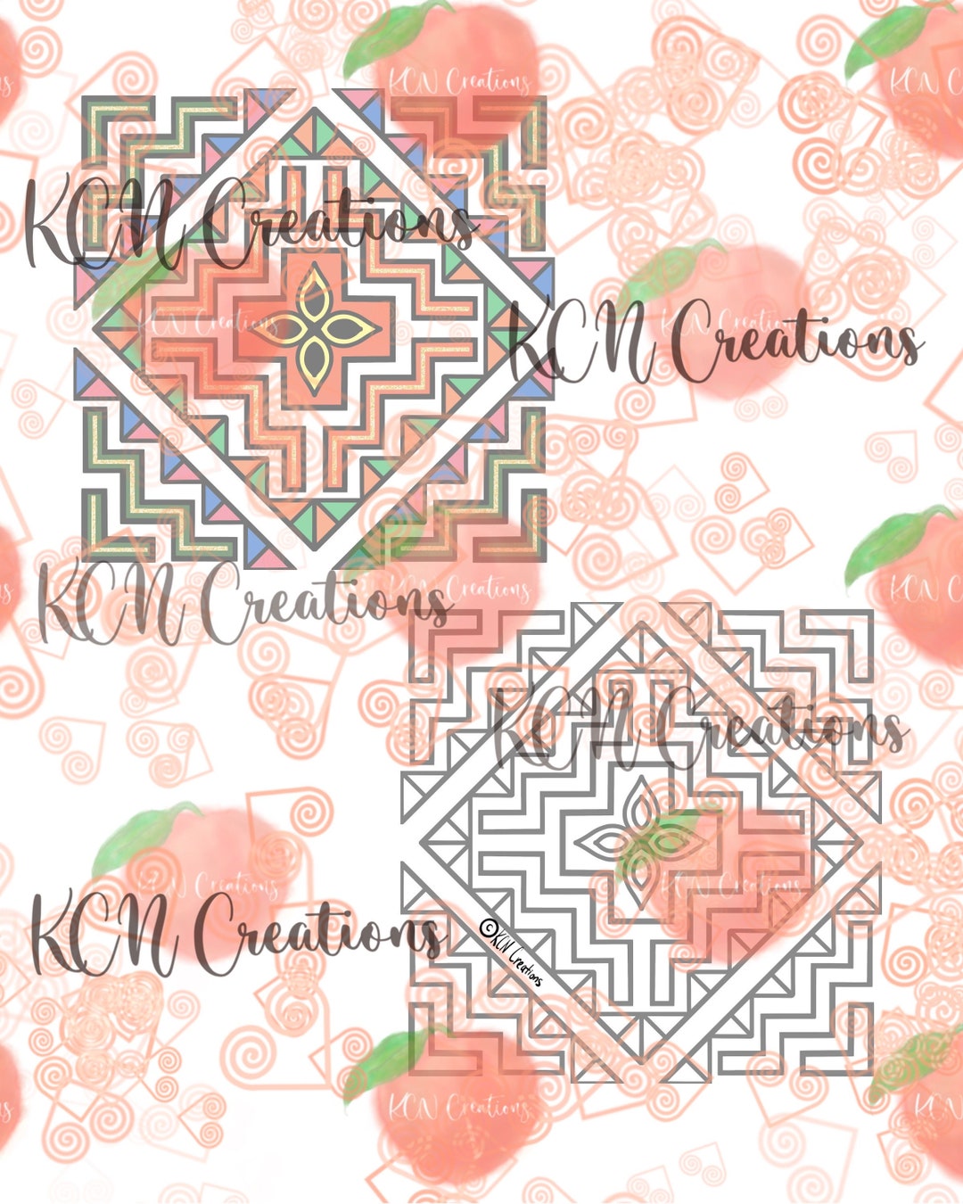 Hmong Paj Ntaub Mos (PNM) Pattern - Paj Zuam, Snake, Color, B&W, JPEG ...