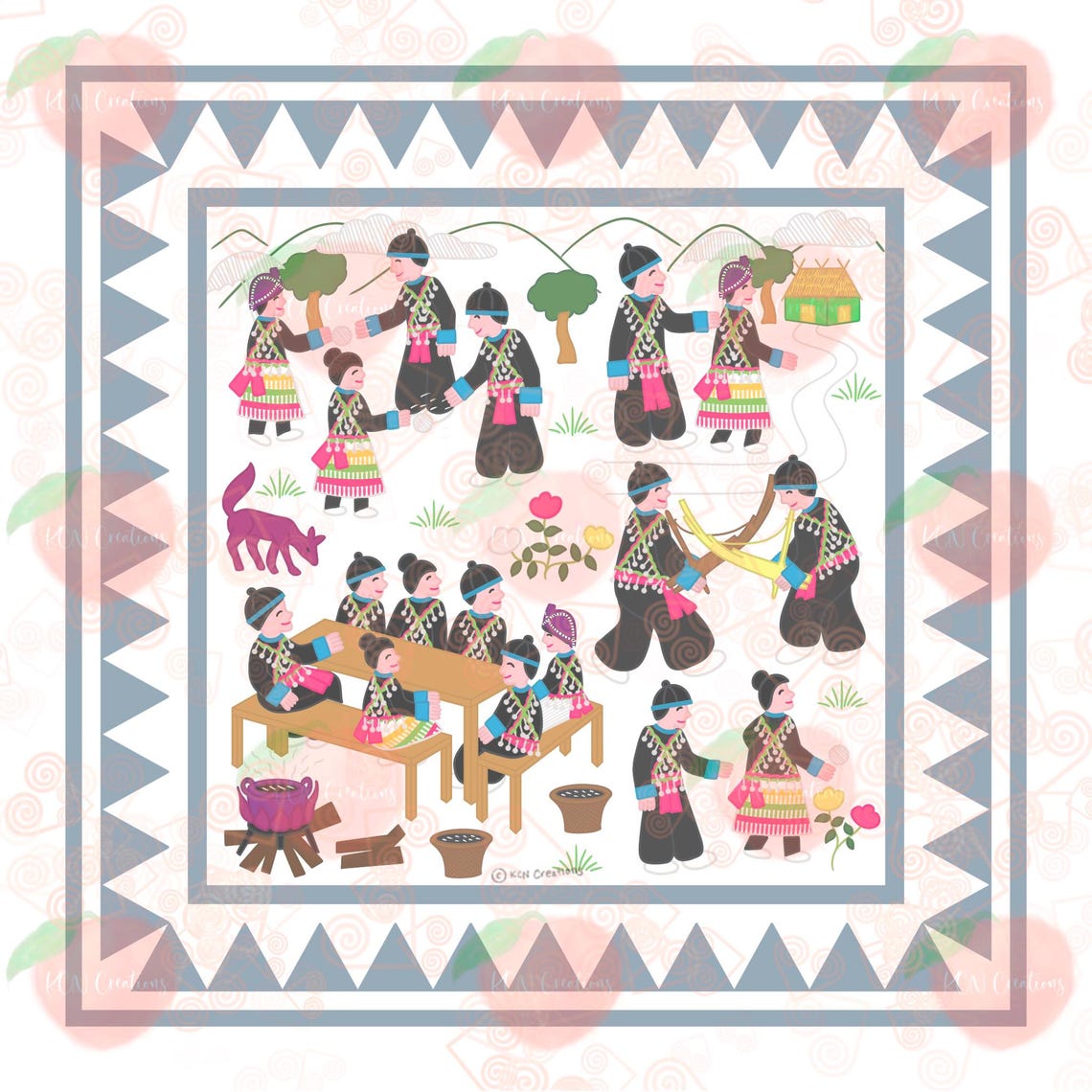 Hmong Story Cloth 3, Hmong New Year, JPEG, PNG, Digital Download - Etsy