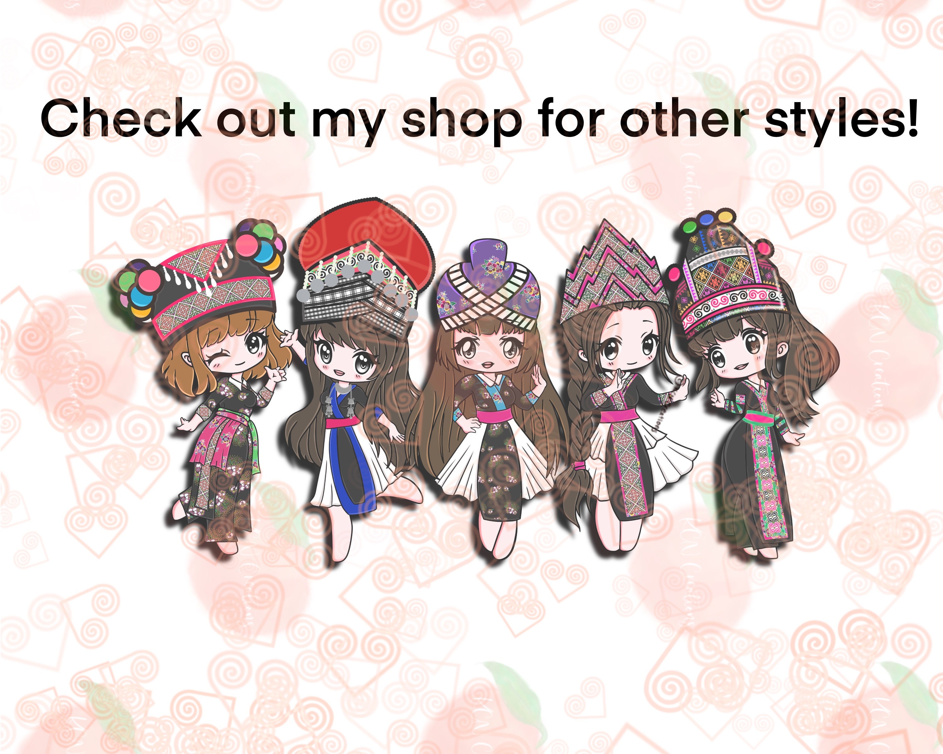 Chibi_hmong_girl_5. JPEG PNG. Digital File. - Etsy