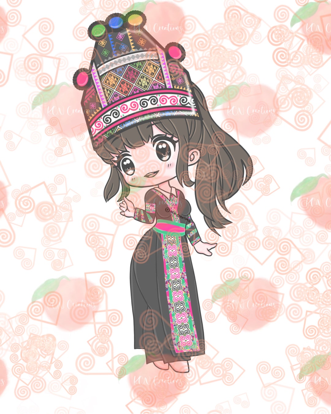 Chibi_hmong_girl_5. JPEG, PNG. Digital File. - Etsy