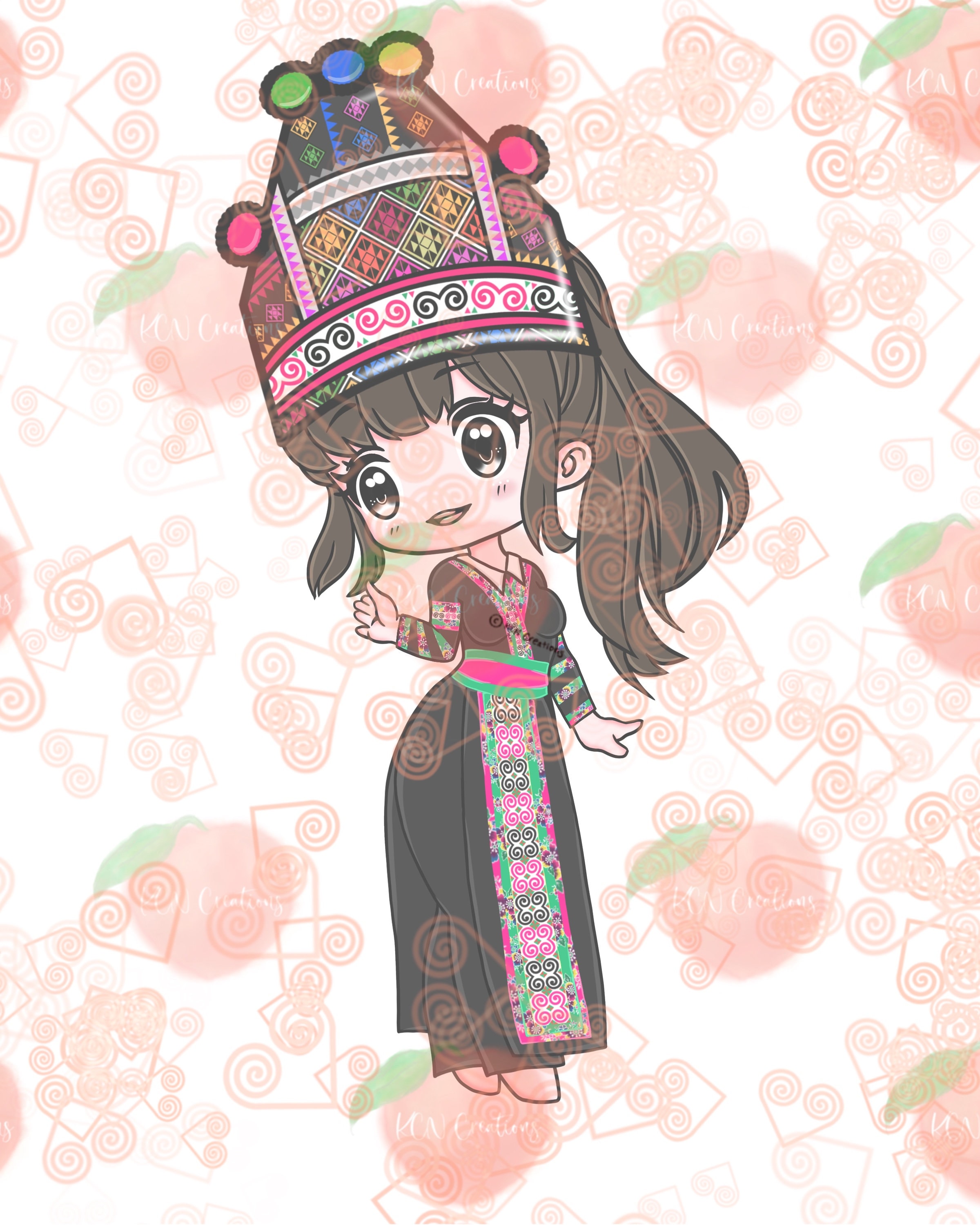 Chibi_hmong_girl_5. JPEG PNG. Digital File. - Etsy