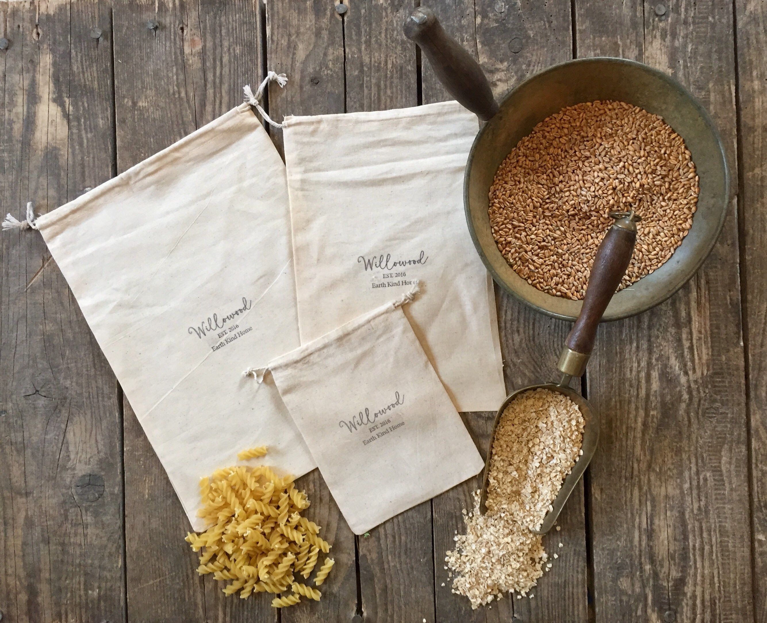 Natural Cotton Produce Bags Drawstring Kitchen Storage Sack | Etsy