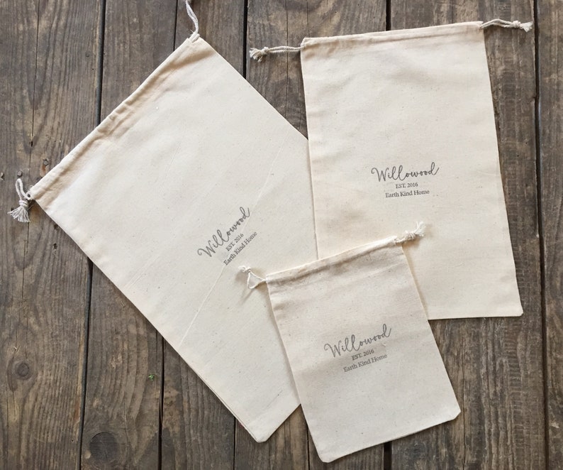 Natural Cotton Produce Bags Drawstring Kitchen Storage Sack | Etsy