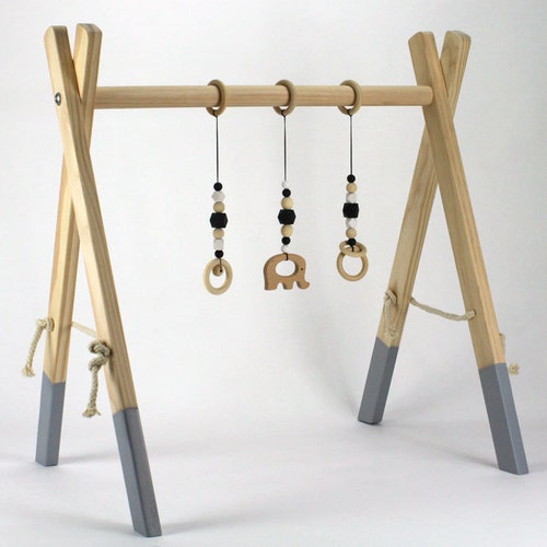 Wooden Baby Gym Activity Play Mat Playmat Wood Frame Stand - Etsy