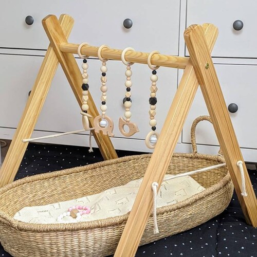 Wooden Baby Gym Activity Play Mat Playmat Wood Frame Stand - Etsy