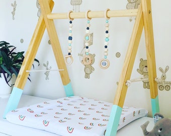 Wooden Baby Gym Activity Play Mat Playmat Wood Frame Stand | Etsy