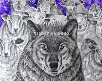 Wolf Among Sheep Art | Etsy