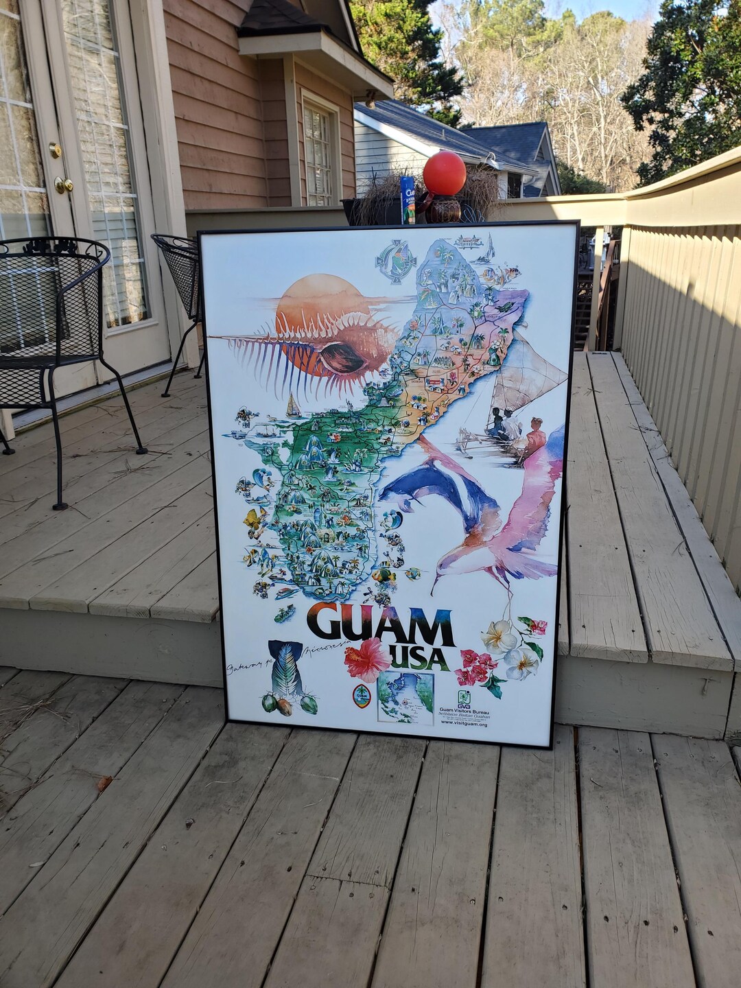Vintage Guam USA GVB Guam Visitors Bureau Advertising Sign Airline Sign ...