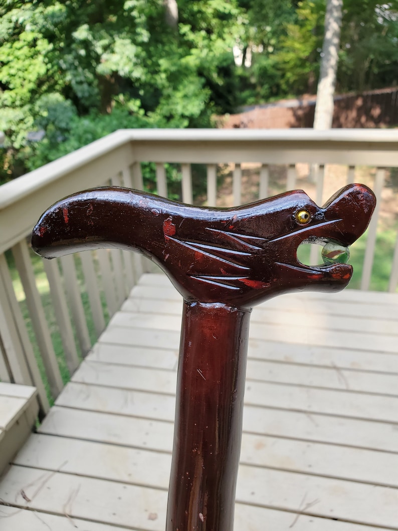 Vintage Wood Dragon Cane Marble Cane - Etsy