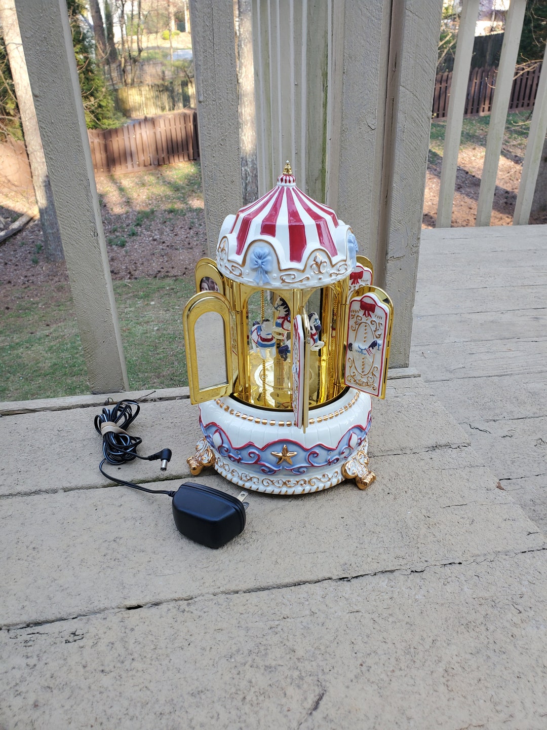 Vintage 2002 Carillon Carousel Horses Mr. Christmas Gold Label Musical ...