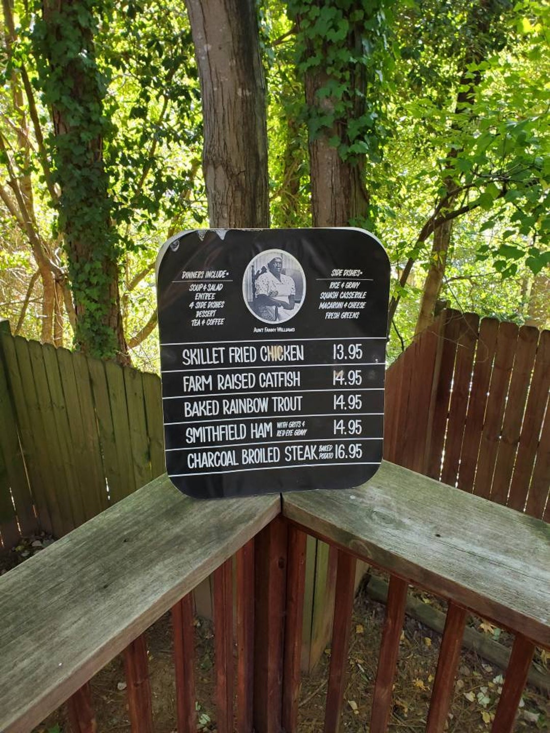 Vintage Aunt Fanny Cabin Menu Aunt Fanny Williams Restaurant Menu Sign ...