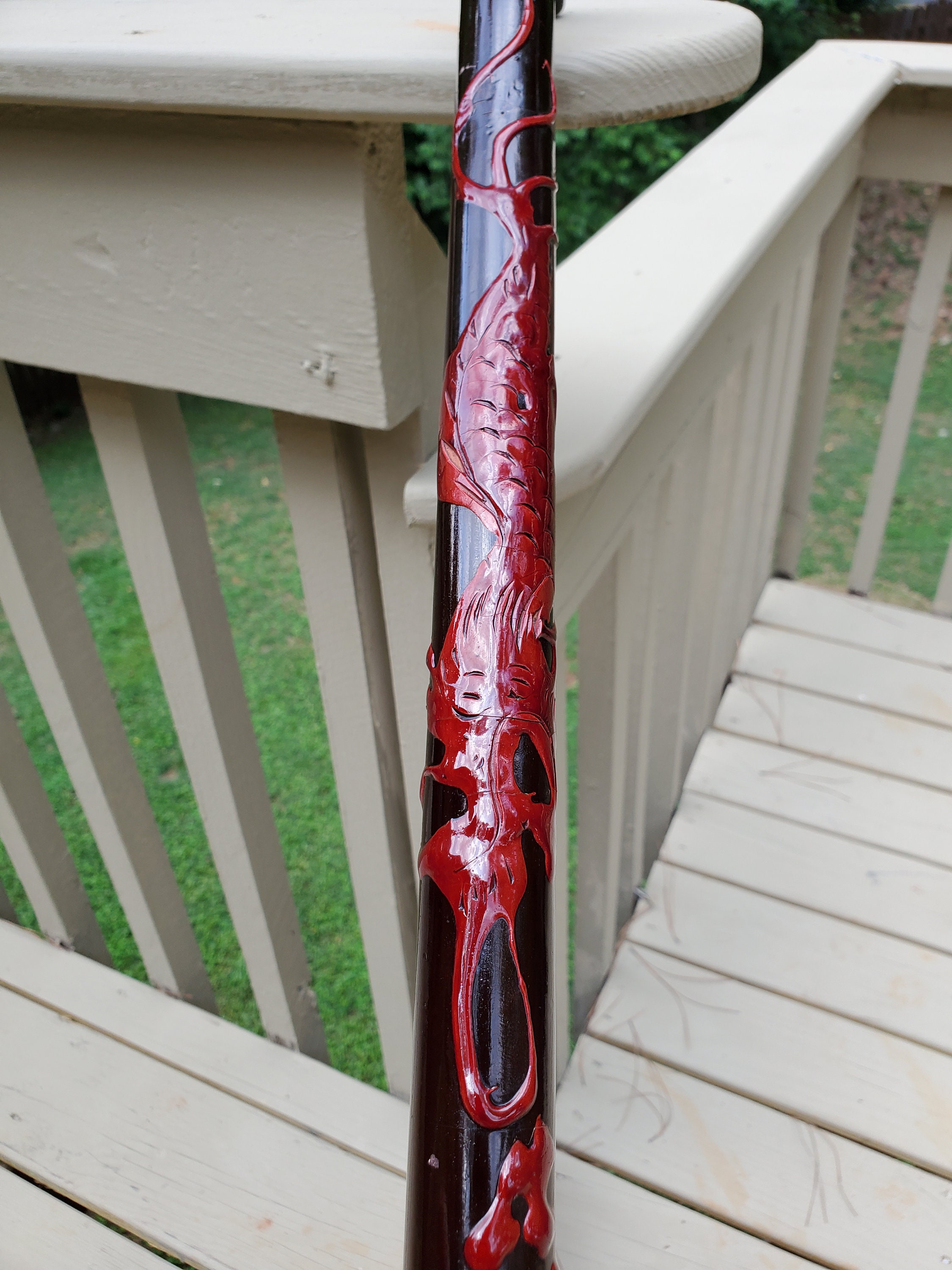 Vintage Wood Dragon Cane Marble Cane - Etsy