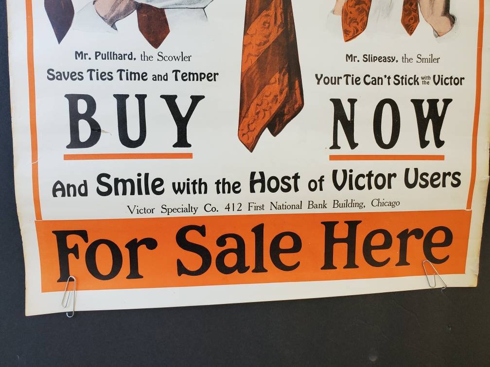 Vintage Victor Collar Button Tie Sign Poster Advertising - Etsy