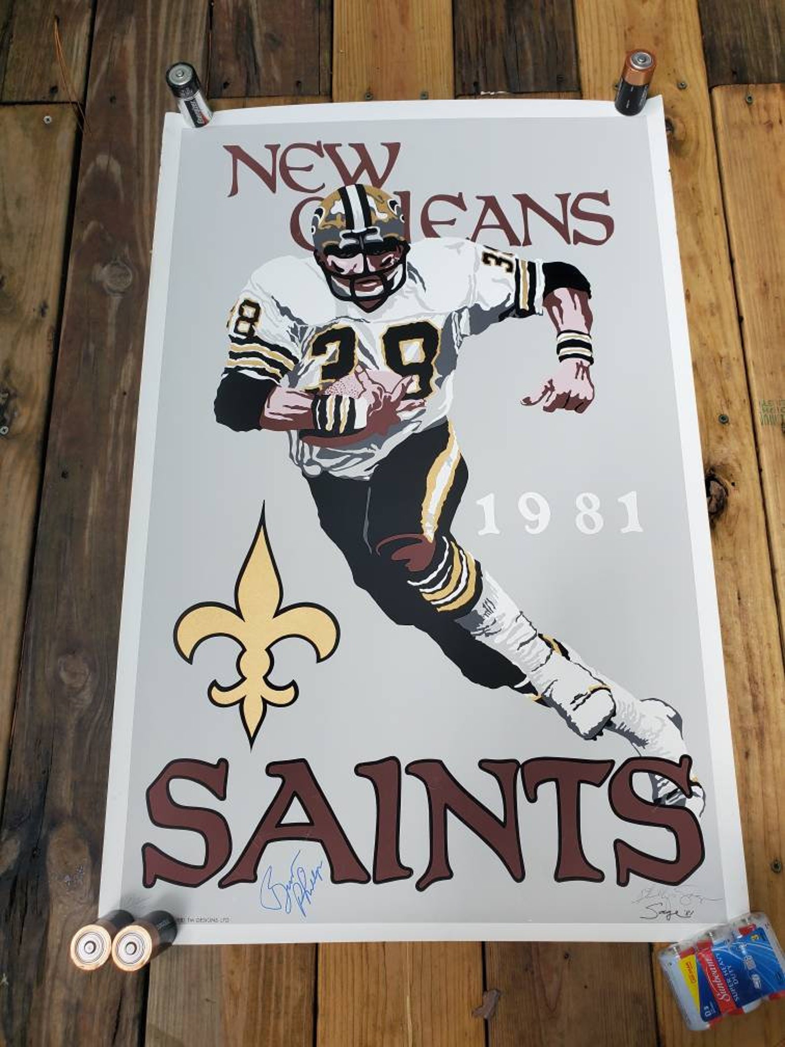 Vintage 1981 Philip Sage New Orleans Saints NFL Poster Print Signed ...