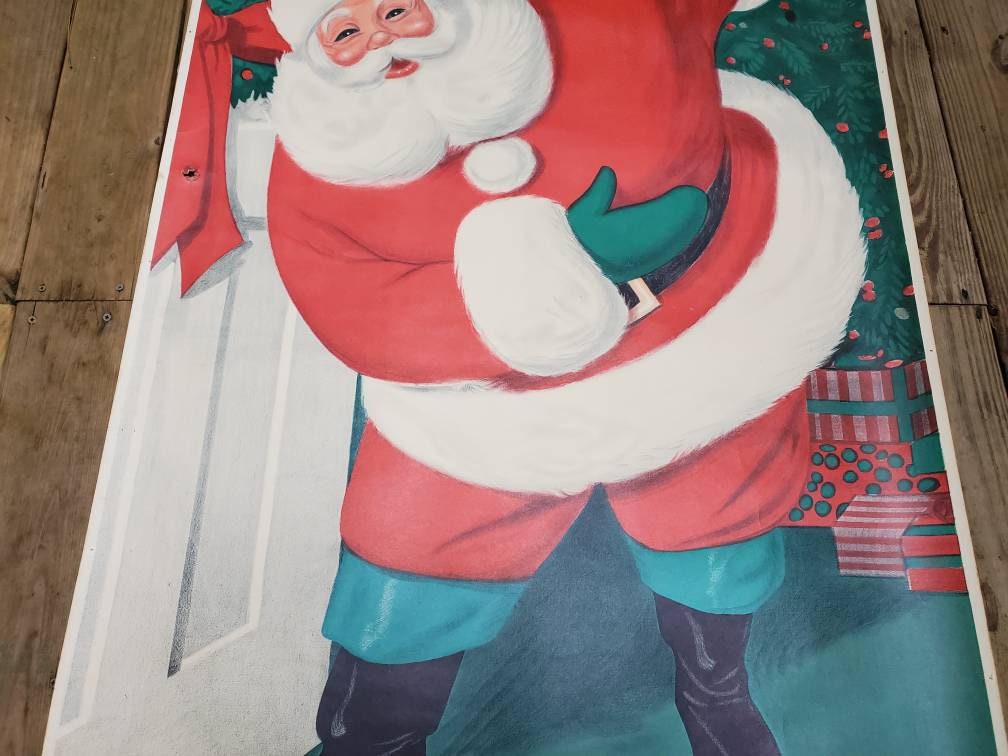 Vintage 1962 Sears Roebuck Santa Clause Advertising Poster Sign ...