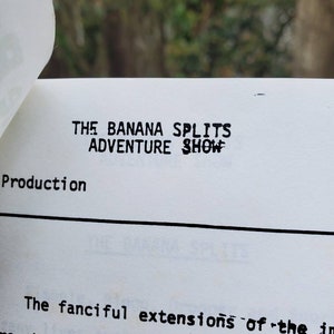 Vintage Hanna-barbera the Banana Splits TV Show Script - Etsy