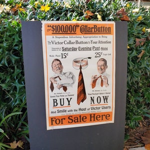 Vintage Victor Collar Button Tie Sign Poster Advertising - Etsy