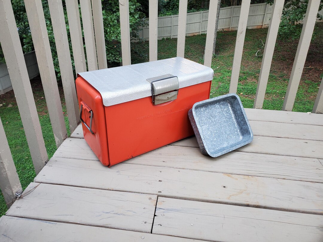 Vintage Poloron Metal Cooler Orange Ice Chest Cooler With Tray - Etsy