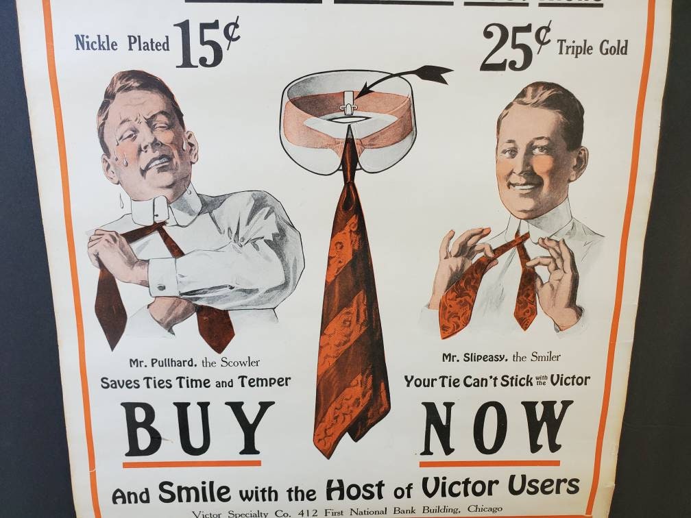 Vintage Victor Collar Button Tie Sign Poster Advertising - Etsy