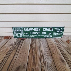 Vintage Shaw-box Crane Porcelain Sign Advertising Load Lifter - Etsy