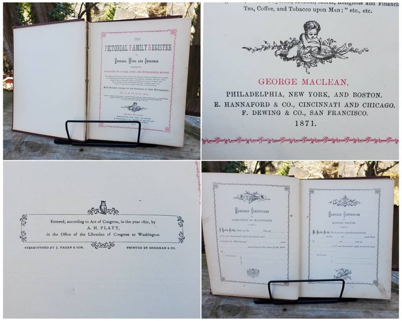Antique 1871 A.H. Platt Pictorial Family Register Book - Etsy