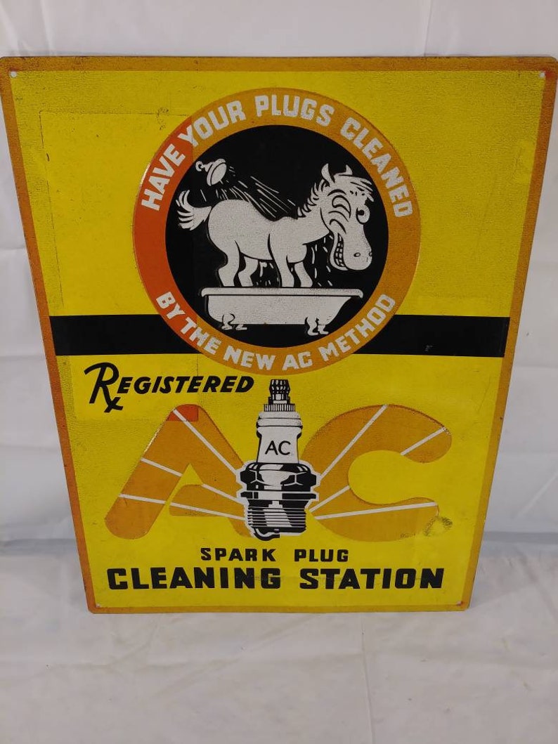 Vintage AC Spark Plug Cleaning Station Sign | Etsy Vintage AC Spark Plug Cleaning Station Sign | Etsy