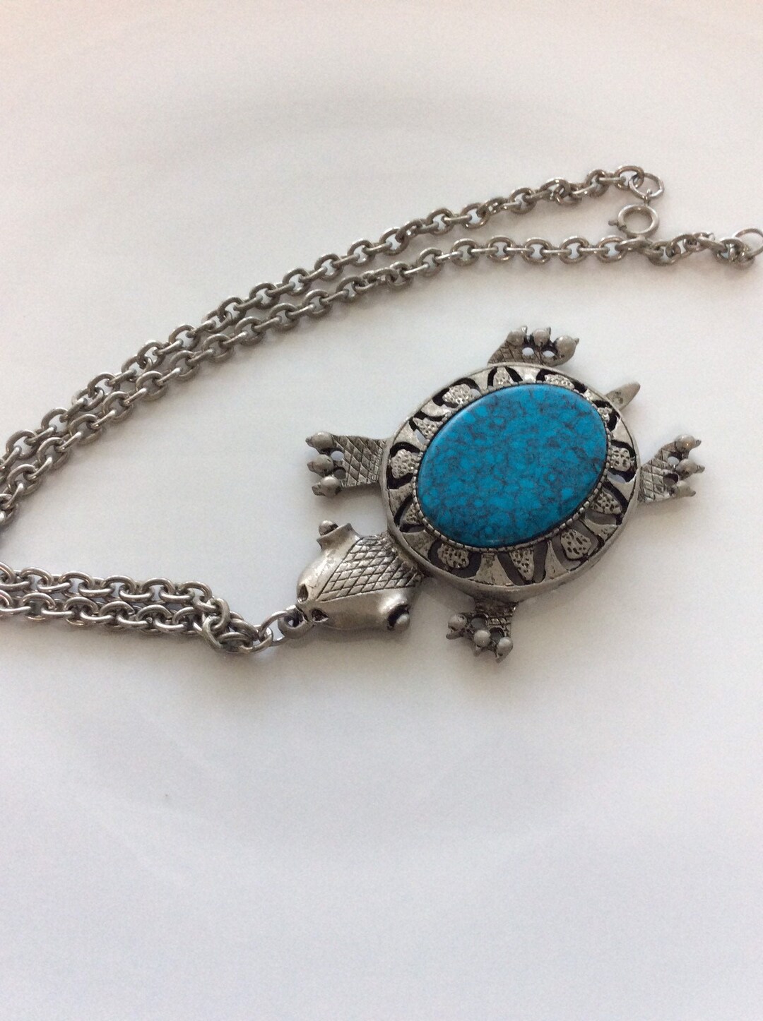 Vintage Turtle Pendant/ Turtle Chain Necklace/vintage Turtle Pendant ...