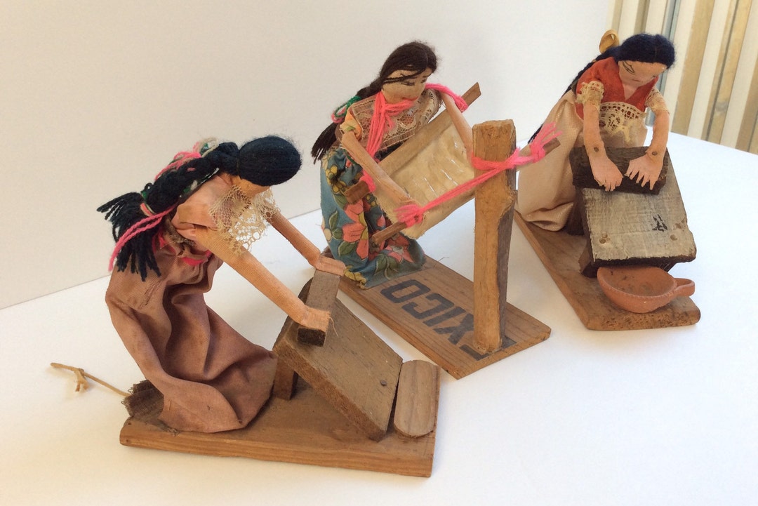 Vtg Mexican Working Dolls/ Mexican Cloth Dolls/ Pull Toy - Etsy