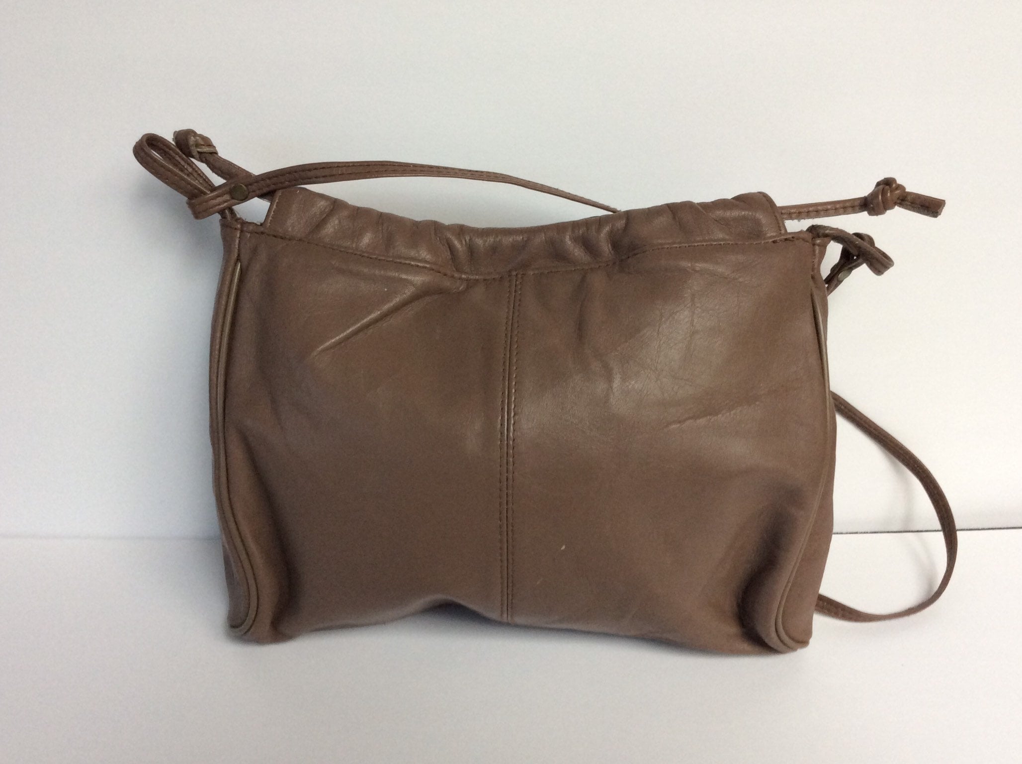 Vintage Leather Shoulder Bag/Vintage Drawstring Bag | Etsy