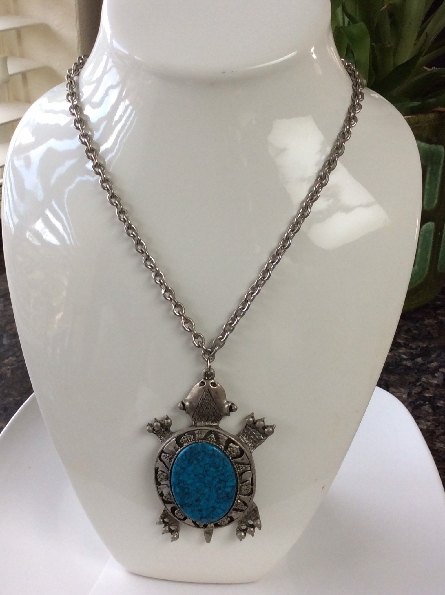 Vintage Turtle Pendant/ Turtle Chain Necklace/Vintage Turtle | Etsy