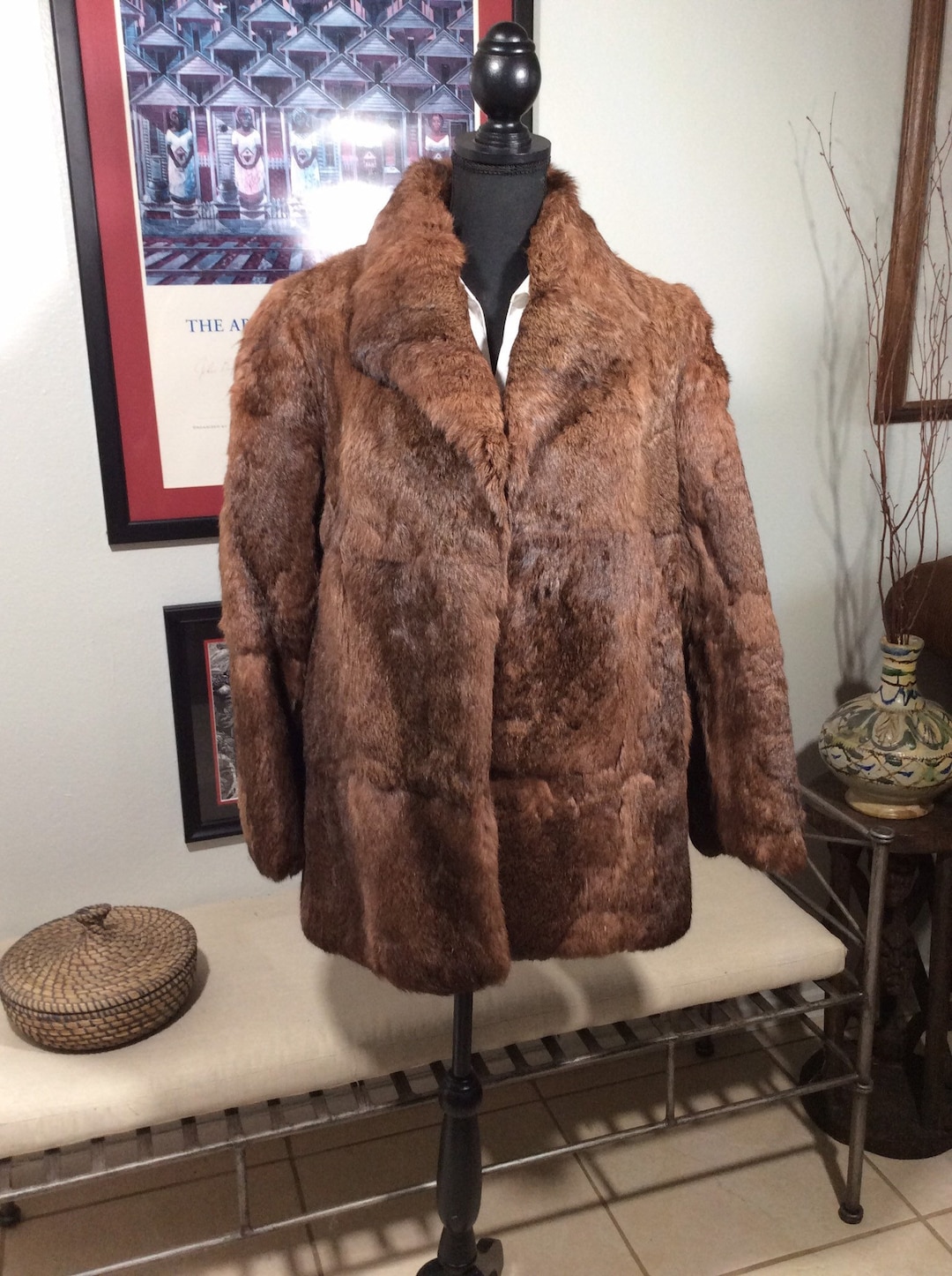 Vintage Brown Rabbit Fur Coat - Etsy