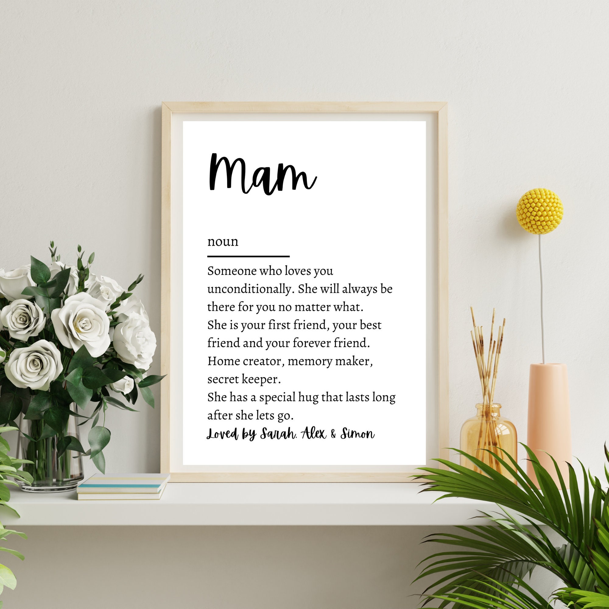 Personalised definition print, mam mum mother, nanna grandma, mothers ...